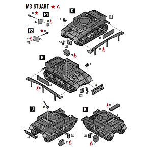 Bolt Action M3 Stuart Allied Light Tank 1:56 WWII Military Wargaming Plastic Model Kit