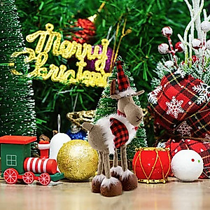 Reindeer Christmas Decoration Christmas Deer Decor - Swedish Santa Elk Figurines Christmas Table Decorations Handmade Plush Gnomes Buffalo Plaid for Home Indoor Holiday Decor