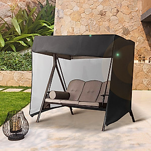 boyspringg Outdoor Swing Cover 3 Seater Waterproof, Patio Swing Cover 87x49x67 Inch, Porch Swing Cover for Outdoor Furniture, Durable Waterproof UV Resistant Weather Protector ( Black )