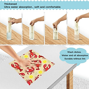 senya 6 Pack Dish Cloths Dish Towels Lemon Crawfish Reusable Kitchen Hand Towels