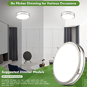 36W LED Ceiling Lights for Bedroom Kitchen, 3600lm Super Bright, Dimmable Flush Mount Light Fixtures 6500K/5000K/4000K/3000K/2700K Adjusted Modern Lamps 2PACK, 13 Inch, Nickle