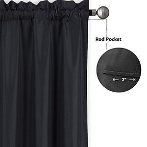 Better Home Style 100% Blackout 2 Tiers Window Treatment Curtain Insulated Drapes Short Panels for Kitchen Bathroom Basement RV Camper or Any Small Window M3024 (Black, 2 Panels 28" W X 24" L Each)