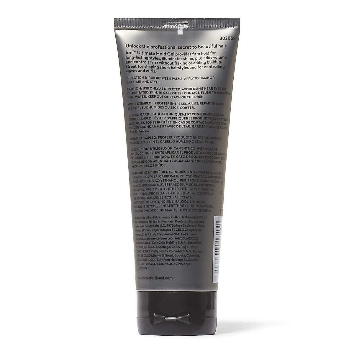 Ion Ultimate Hold Gel, Firm Hold, Adds Volume and Shine, Anti-Frizz, No Flaking, Paraben Free