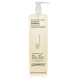 GIOVANNI Tea Tree Triple Treat Invigorating Shampoo - Cooling Peppermint, Eucalyptus & Rosemary, Helps Strengthen & Rejuvenate Hair & Scalp, Salon Quality, Paraben Free, Tea Tree Shampoo - 24 oz