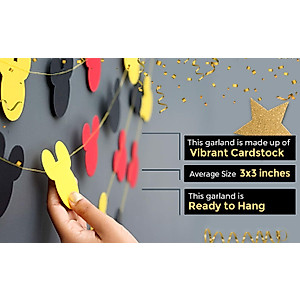 Mickey Mouse Garland | Baby Boy Birthday Decor | Tricolor Mickey Head Paper Garland | Cartoon Theme Party Supplies | Gender Reveal Parties Decors | Mickey Mouse Hanging Wall Decoration