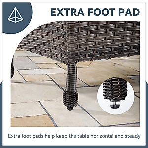 Gardenbee Outdoor Storage Table Patio Coffee Table All Weather Wicker Side Table with Storage Room Rattan Furniture for Toys and Garden Tools