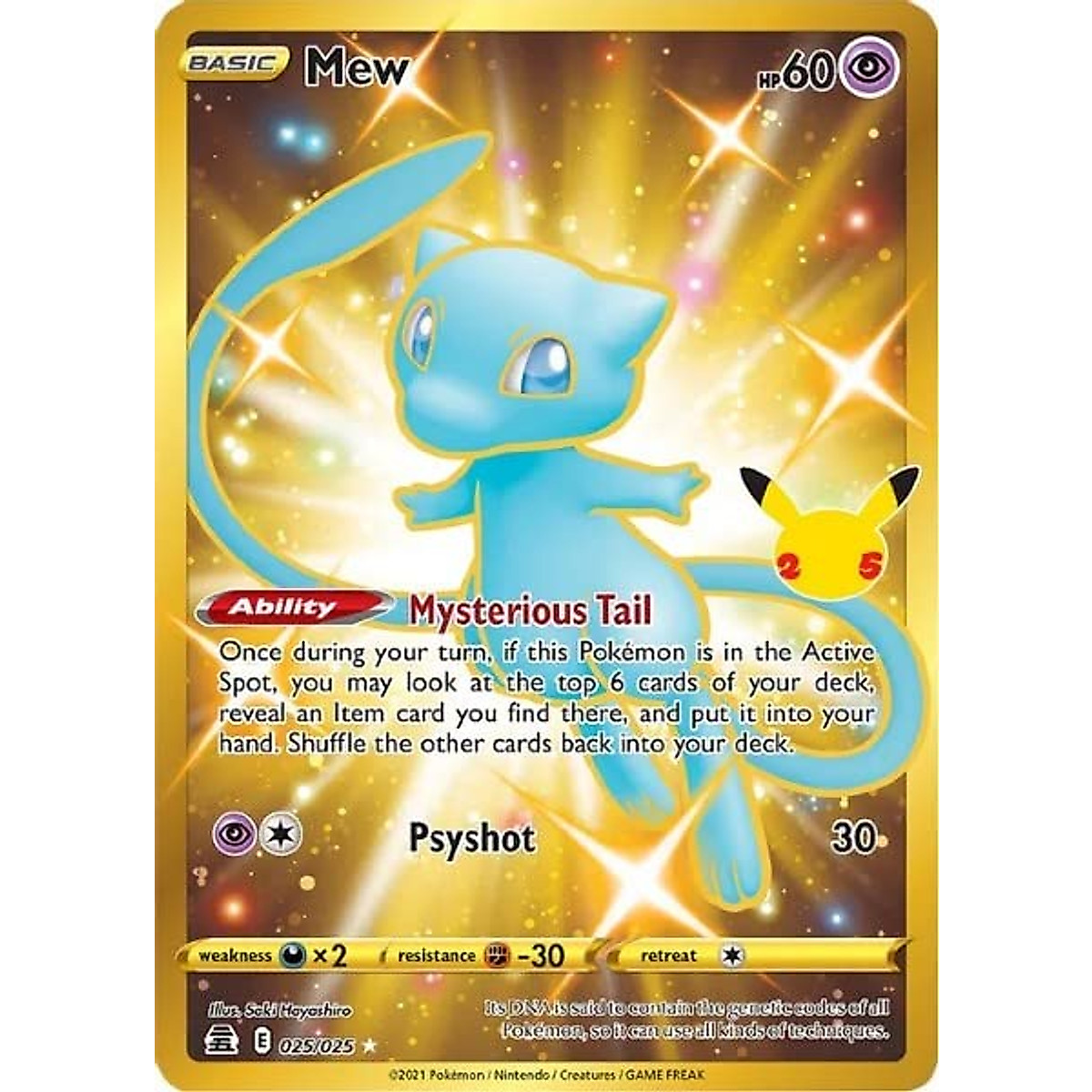 Pokemon - Mew 025/025 - Celebrations - Gold Full Art Card