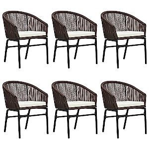 WHOPBXGAD 7 Piece Patio Dining Set Deck Furniture,Gardens Patio Furniture,Designed for use on lawns, terraces, poolsides, patios and Gardens,Brown