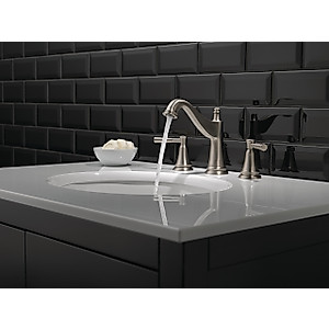 Delta Faucet Mylan Widespread Bathroom Faucet Brushed Nickel, Bathroom Faucet 3 Hole, Drain Assembly, Worry-Free Drain Catch, SpotShield Brushed Nickel 35777LF-SP