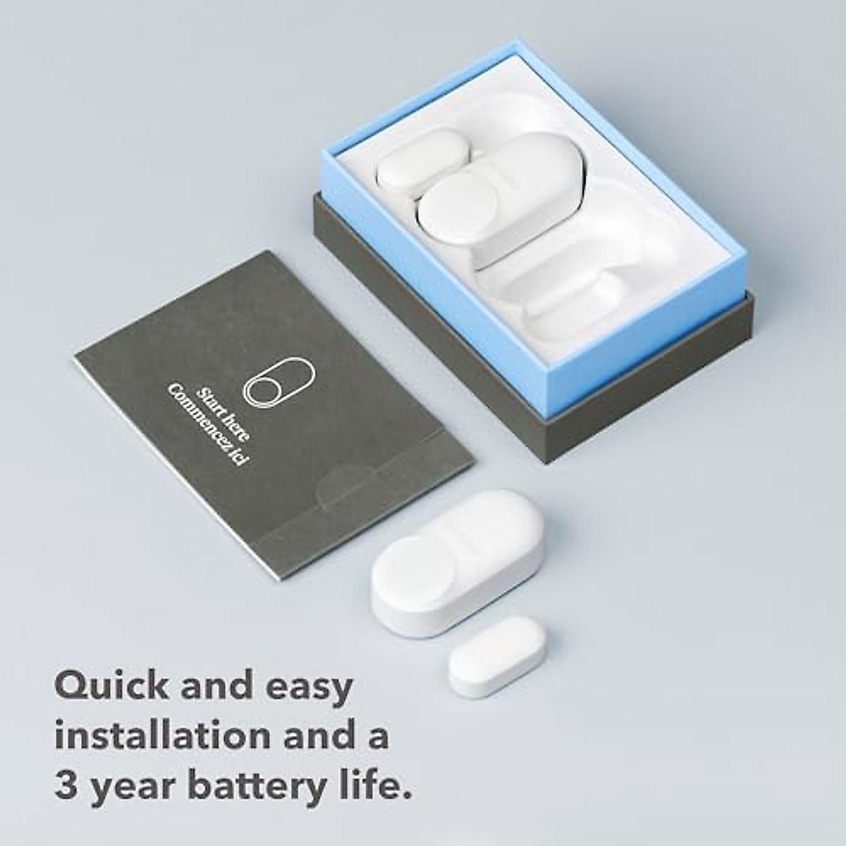 ecobee Smart Sensor for Doors & Windows 2 Pack - Wifi Contact Sensor for Home Security, Energy Savings - Compatible with Smart Thermostats - Temperature sensor, white