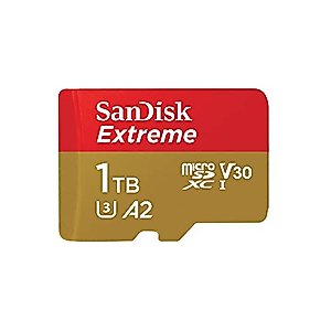 SanDisk 1TB Extreme microSDXC UHS-I Memory Card with Adapter - Up to 190MB/s, C10, U3, V30, 4K, 5K, A2, Micro SD Card- SDSQXAV-1T00-GN6MA