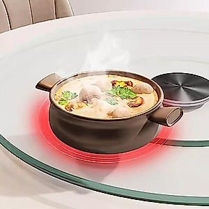 Yesbon Lazy Susan Glass Turntable, Large Tabletop Rotating Tray, Transparent Round Rotating Serving Plate eavy Duty Tempered Glass Serving Plate for Kitchen Dining Table,80cm