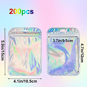 200 Pieces Rainbow Bags, Reusable Foil Pouch Packaging Bags Double-Sided Zipper Lock Bag Mylar Bags Seal Bag for Household Food Storage Jewelry Packaging (4.1 * 5.9in)
