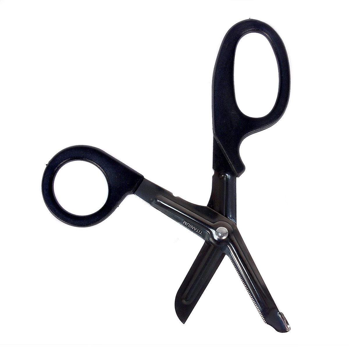 MediTac Titanium-Bonded EMT Trauma Shears – 7 ¼” Black Medical Bandage Scissors with LED Pen Light Two Pack - Autoclavable (Black & Silver)