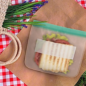 Bssential Reusable Food Silicone Storage Bags with Marker Included - 10 Pack (3 Reusable Gallon Bags + 4 Leakproof Reusable Sandwich Bags + 3 Food Grade Snack Bags) Dishwasher Safe, Leakproof Sandwich Bags, Bags for Lunch, Food Containers & Travel Essenti