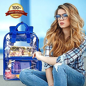 ZLYERT Clear Backpack, Heavy Duty Transparent Bookbag, Large See Through PVC Backpacks for Women and Men - Blue