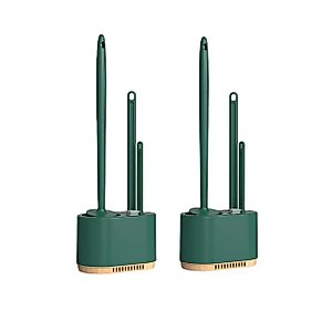 Toilet Brush and Plunger Set,3 in 1 Toilet Bowl Brush Plunger Set with Ventilated Holder for Deep Cleaning, Bathroom Cleaning Combo with Modern Caddy Stand (Green)