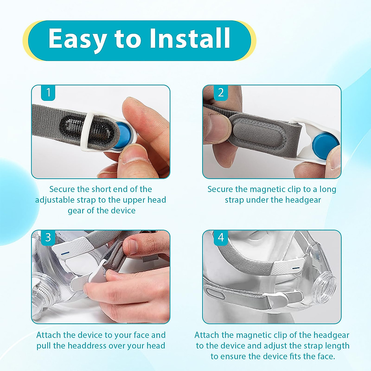 PalpitateC Magnetic Cpap Headgear Clips Compatible with Resmed AirFit AirTouch F20, F30, N10, N20 Cpap Mask Replacement Clips, for Replacement Resmed Cpap Headgear Clips Accessories 4 Pairs
