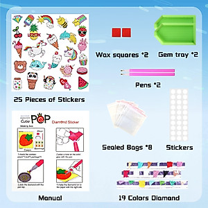 Cymbana 5D Diamond Painting Stickers Kits 25 Pcs Diamonds Dots Arts and Crafts for Kids Ages 6-8 8-12 Contains Unicorn, Mermaid, Cat