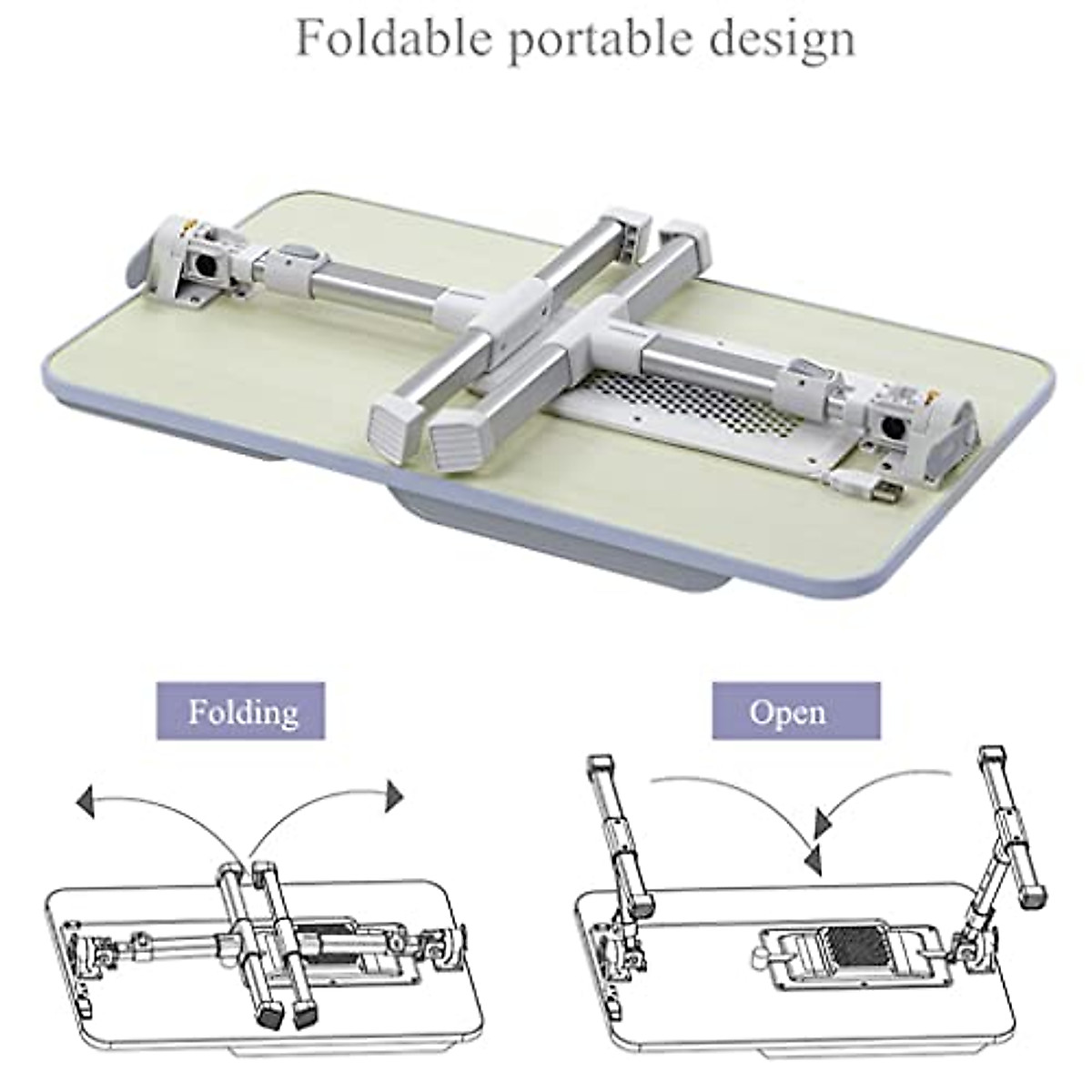 MJWDP Foldable Computer Table Portable Ajustable Laptop Desk Table with Cooling Fan for Bed Can be Lifted Standing Desk Home Furniture (Color : D)