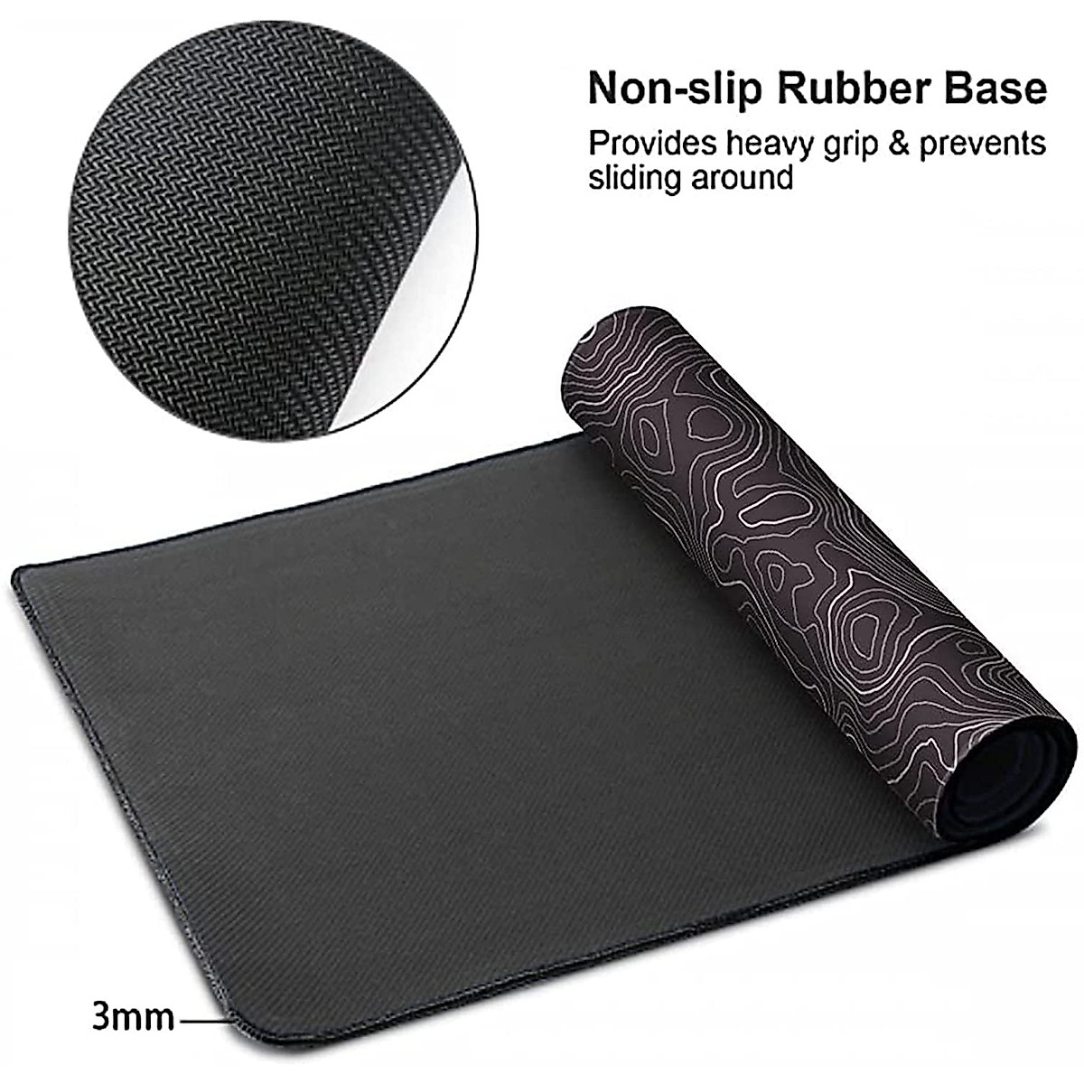AQQA Large Mouse Pad Mat (35x17 in) Extended XXXL Gaming Mouse Pad with Non-Slip Rubber Base,Background Topographic Map Lines Contour Geographic for Gaming Office Laptop Computer Men Women