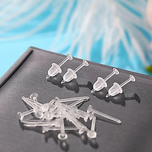 Formulen Clear Earrings Findings Set,3mm Plastic Earrings Findings Set for Sensitive Ears,Clear Earrings Findings Set for Sport