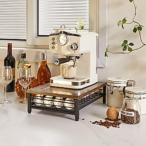 IBUYKE Coffee Pod Drawer Holder for Nespresso, 40 Capacity Capsule Pods Storage Organizer, Compact Under Coffee Pot Storage Drawer, Slim Home Kitchen Counter Organizer, Rustic Brown,TCJ101H