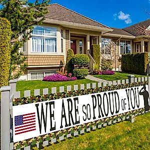 DodelyGz Camouflage We Are So Proud Of You Backdrop Banner,Veterans Day Memorial Day Independence Day Deployment Returning Back Military Army Retirement Party Decor