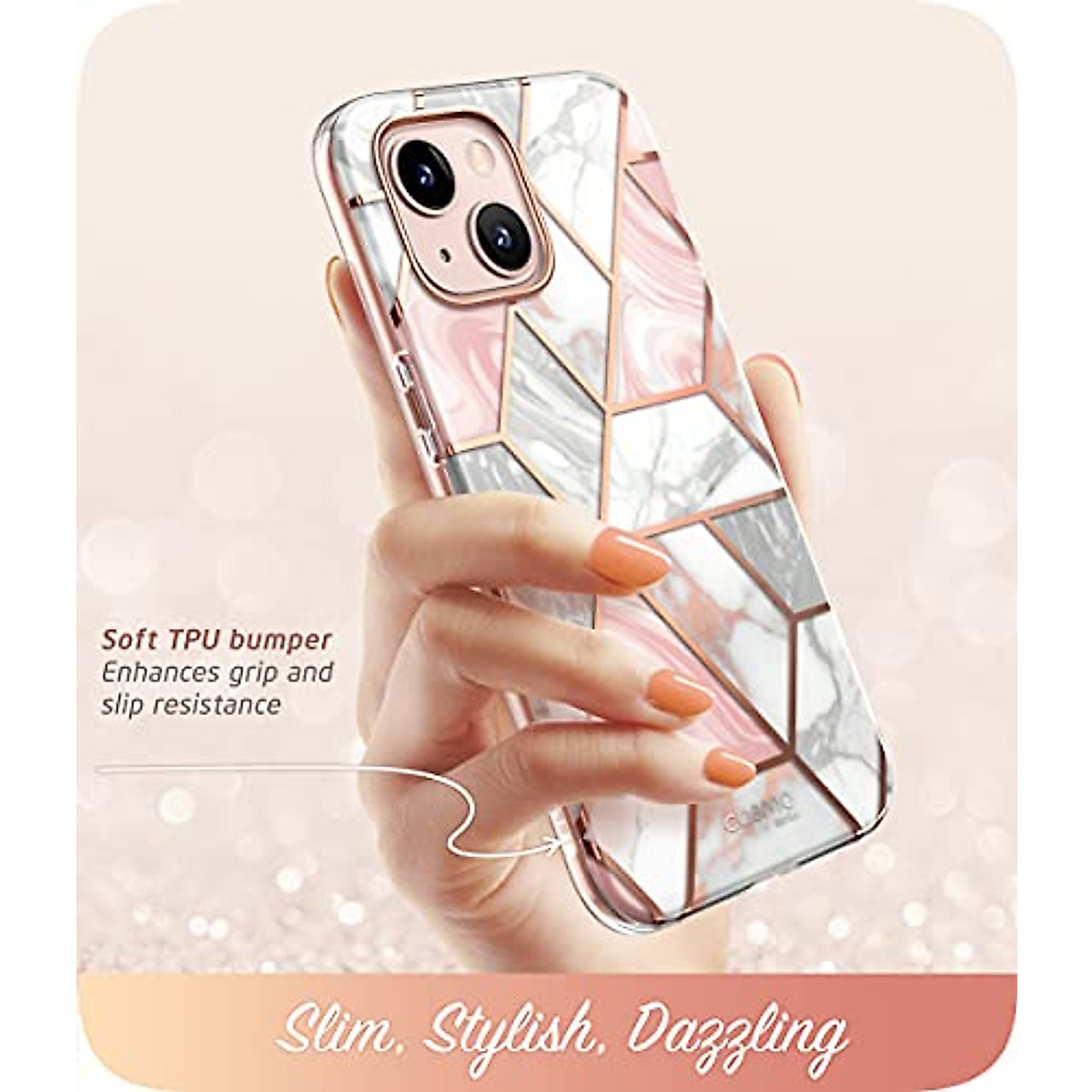 i-Blason Cosmo Series Case for iPhone 13 Mini 5.4 inch (2021 Release), Slim Full-Body Stylish Protective Case with Built-in Screen Protector (Marble)