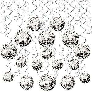 60 Pieces Disco Party Decorations 70s Disco Ball Hanging Swirls 70's Party Hibiscus Swirls Ceiling Decoration for Retro Disco Fever Party Boogie Party 1970s Birthday Party Hippie Party Favors Supplies