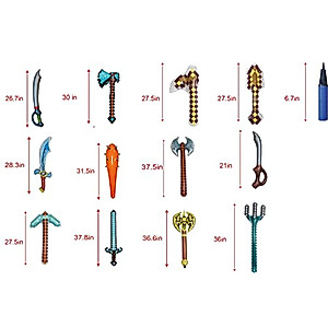 Mkork&fzsx Inflatable Toys Inflatable Weapons Large Size Blow Up Sword Axe Pixel Party Favor(13 Objects per Box)