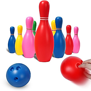 Liberry Toy Bowling Set for Kids Ages 2 3 4 5, Includes 10 Plastic Pins & 2 Balls, Toddler Indoor Outdoor Activity Games, Educational Birthday Gifts for Boys Girls