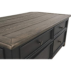 Signature Design by Ashley Tyler Creek Rustic Farmhouse Lift Top Coffee Table with Drawers, Brown & Black