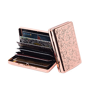 HAPUTDY RFID Metal Blocking Credit Card Holder/Travel Wallet/Protective Case (7 Cards Rose gold)