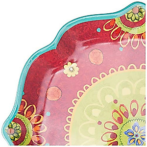 Certified International Tunisian Sunset Round Scallop Shaped Platter, 13.25", Multicolored, Large