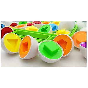 Beakabao 12pcs Color and Shape Matching Egg Set Montessori Toddler Education Classification Toys for Fine Motor Skills of The Fingers Muscles, Preschool Children Smart Puzzles Easter Gifts (Green)