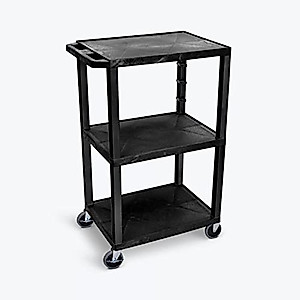 Luxor/H.Wilson 3 Shelf Tuffy Cart, Black (WT42),24"W x 18"D x 42.5"H