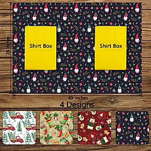 GIOLNIAY Christmas Wrapping Paper for Kids Boys Girls - Wrapping Paper Christmas Bundle with Santa, Green Stockings, Red Truck, Woodland Designs - 6 Jumbo Sheets (28 x 40 inches), Easy to Store