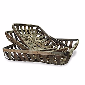 Mud Pie Set of 3 Tobacco Baskets, One Size, Brown