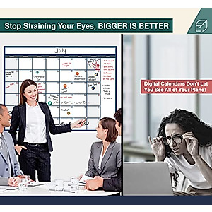 X Large Dry Erase Wall Calendar - 36"x48" Premium Giant Oversized Undated Erasable Deadline Task Calendar for 2023 - Jumbo Monthly Task Organizer Planner for Home & Office