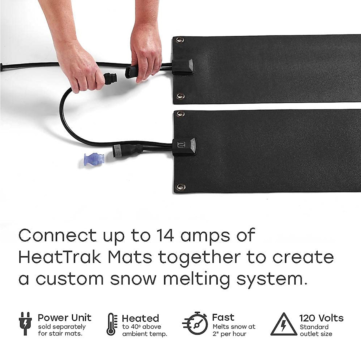 HeatTrak Heated Snow Melting Mats for Stairs - Heated Outdoor Mats - Electric Snow Melting Mats for Winter Snow Removal - Trusted Snow and Ice Melting Mats and No-Slip Stair Heating Mats (10" x 48")