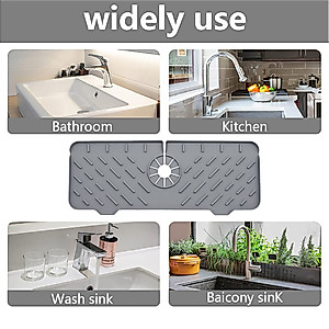 kukifun Silicone Faucet Handle Drip Catcher Tray,Kitchen Sink Faucet Splash Guard,Silicone Tap Drip Tray,Silicone Draining Mat,Kitchen Sink Mat,Silicone Drying Mat,Sink Protector,Gray,A Style