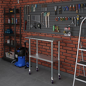 AmGood 18" X 36" Stainless Steel Work Table with Under-Shelf & 4 Wheels | Laundry Garage Utility Bench | Prep Worktable | Kitchen Island Food Prep | NSF Certified