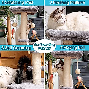 Cat Scratching Post, WHDPETS Cat Scratchers with Arch Self Groomer and Platform for Indoor Cats, Cat Claw Scratch Posts with Sisal Rope and Balls for Kitten Kitty Play