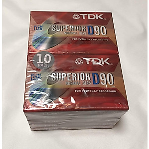 TDK Superior Blank Audio Cassette Tapes (10 Pack) - Red, IEC I/Type I Normal Bias, 90 Min x20