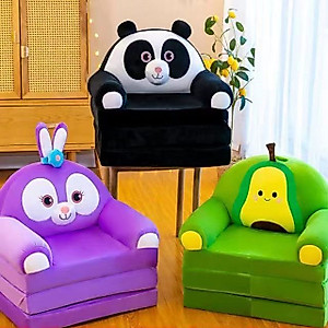 Three Layers of Folding Kids Sofa/Children Sofa/Lazy Sofa/Armchair Flip Open Plush Foldable Mini Sofa Softtoy Cute Cartoon Design Baby Seat Couch (Not Cover!with Liner Filler) (Avocado)