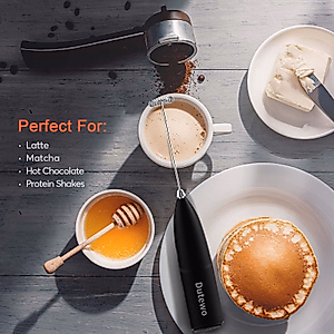 Hand Mixer Milk Frother for Coffee - Coffee Bar Accessories, Dutewo Frother Handheld Foam Maker for Lattes, Electric whisk Drink Mixer for Coffee, Mini coffee stirrer for Frappe Hot Chocolate, Black