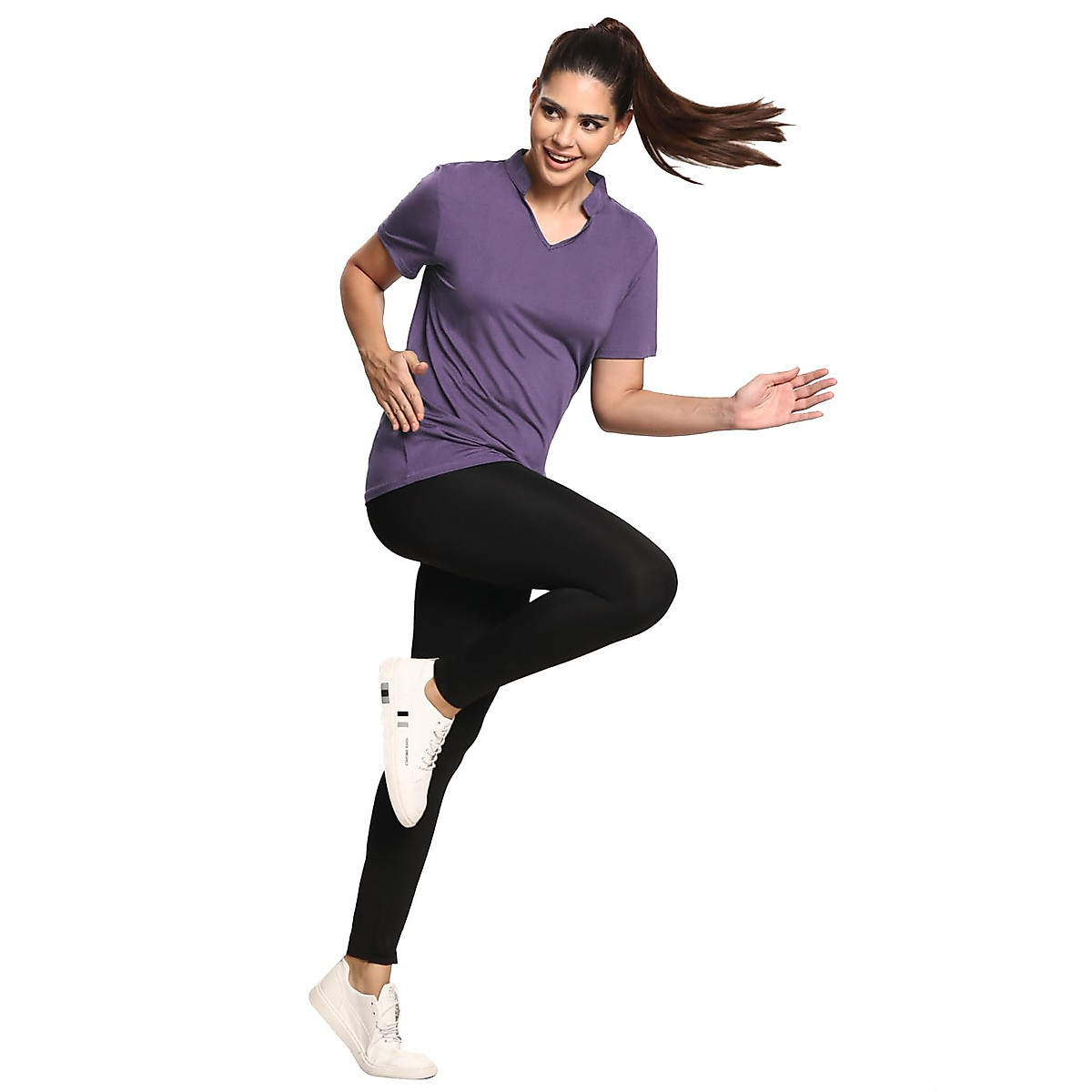 MISS FORTUNE Women's Polo Shirts, Golf V-Neck Workout Tops, Moisture Wicking Ladies Golf Shirt Loose Fit for Tennis Yoga