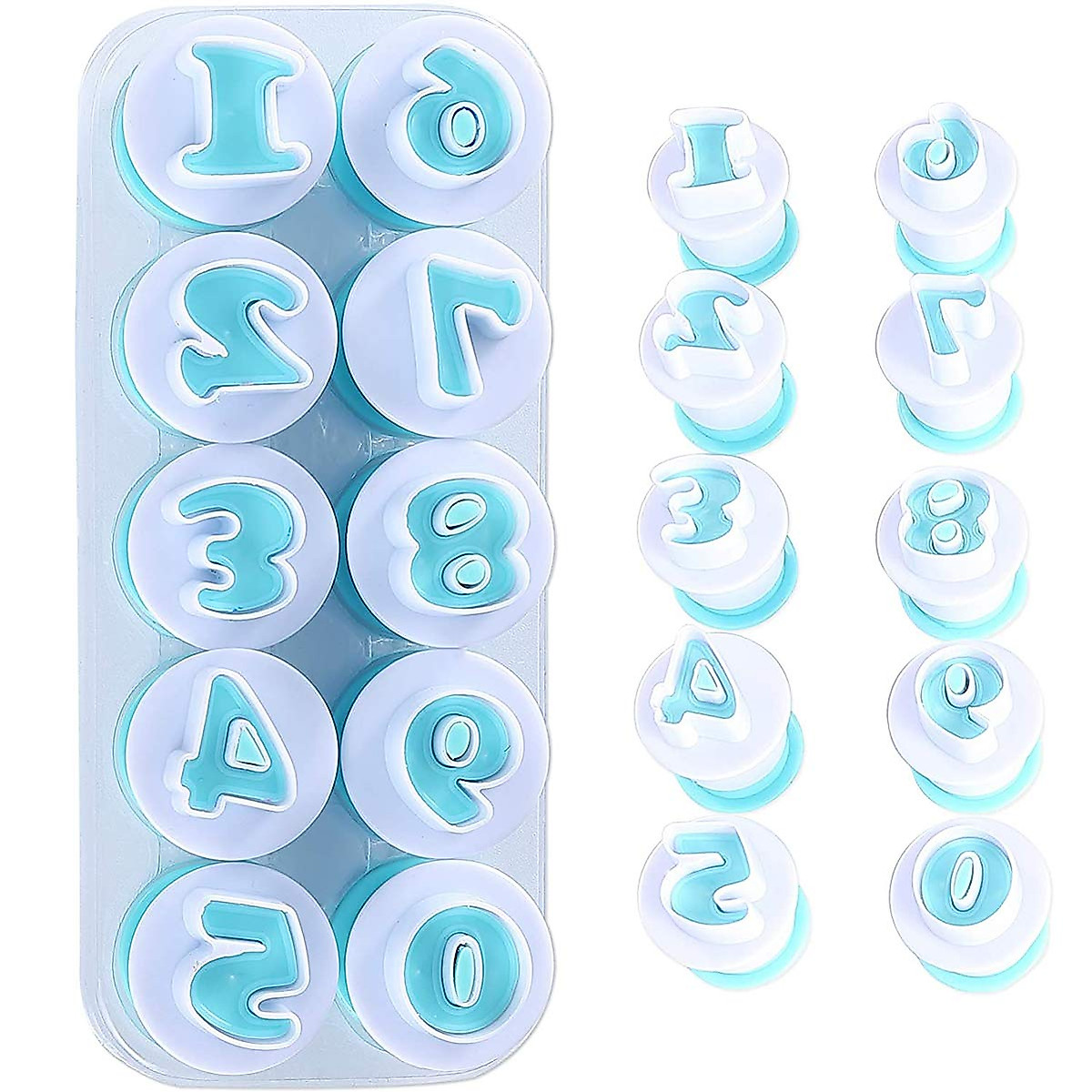 0-9 Numbers Cake Mold, Fondant Cookies Plunger Cutter Mold, DIY Chocolate Sugarcraft Stamp Impress, Numbers Cookie Cutters, Cookie Mold, Cookie stamp, Number Fondant Mold DIY Biscuit Cake Molds
