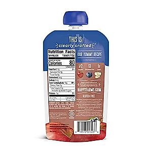 Happy Baby Organics Clearly Crafted Stage 2 Baby Food, Apples, Blueberries and Oats, 4 Ounce (8 Count)